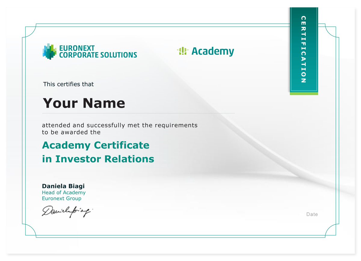 Investor Relations Certification Programme | Academy - Euronext